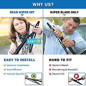 WTI Rear Wiper Arm Blade Set Compatible With Ford Expedition 2018-2019 / Compatible With Lincoln Navigator 2018-2019 SUV Rear Windshield Window Wiper Kits Assembly New Replacement Accessories Parts