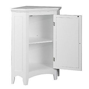 Teamson Home Glancy One Shutter Doors Wooden Corner Stand Floor Cabinet White