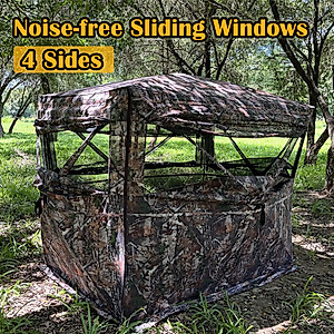 CROSS MARS Full Open Door 2-3 Person 360 Degree See Through Ground Hunting Blind Camouflage Pop Up Duck Turkey Deer Hunting Blinds Tent