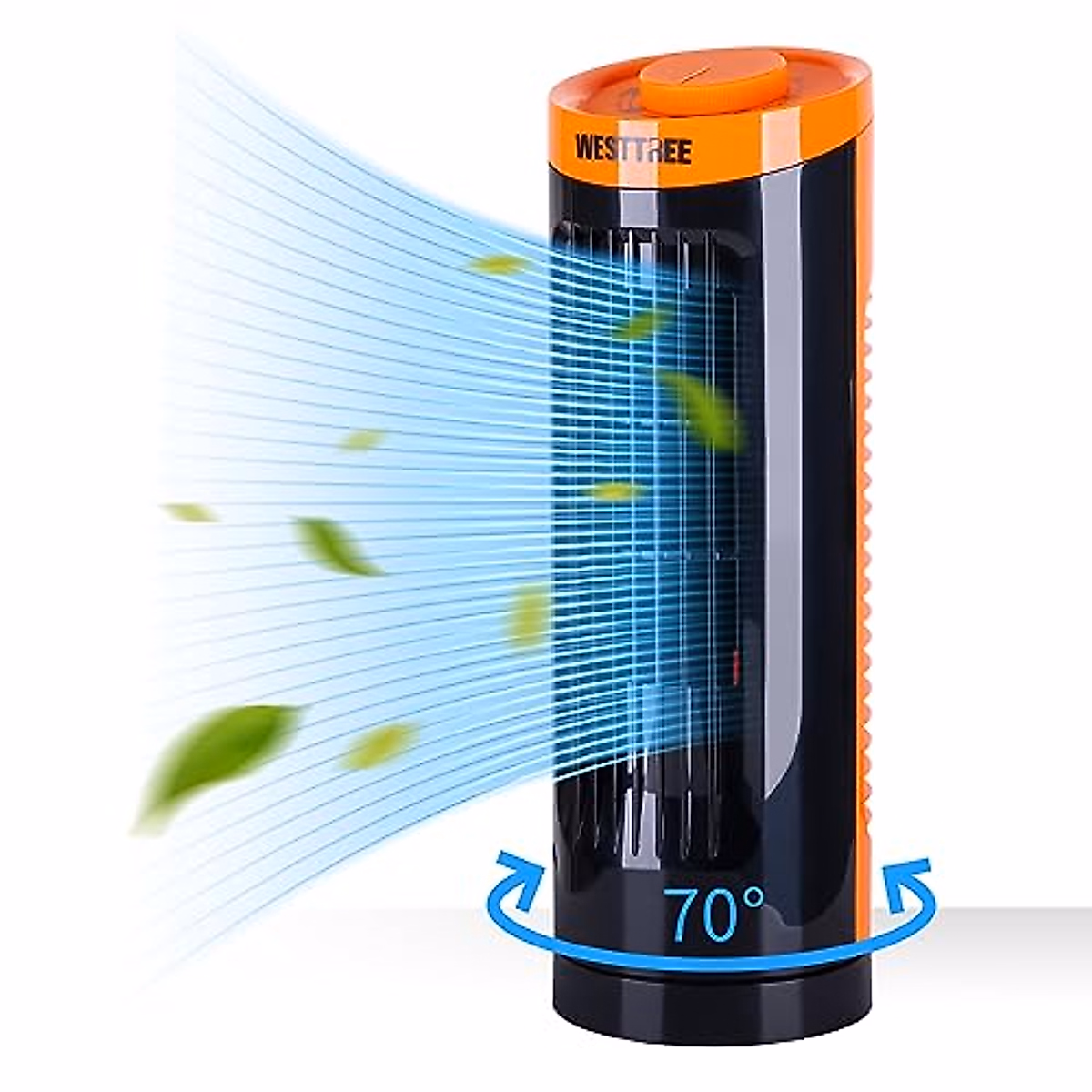 WESTTREE Fans for Home,Tower Fan with 3 Speeds & Oscillation, 70°Oscillating Tower Fan Cooling Bladeless Fan for Bedroom, 13Inch Personal Desk Tower Fan Stand-up for Office Desktop TF2202