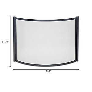 Pilgrim Home and Hearth 18345 Metro Bowed Fireplace Screen, Black and Polished Nickel