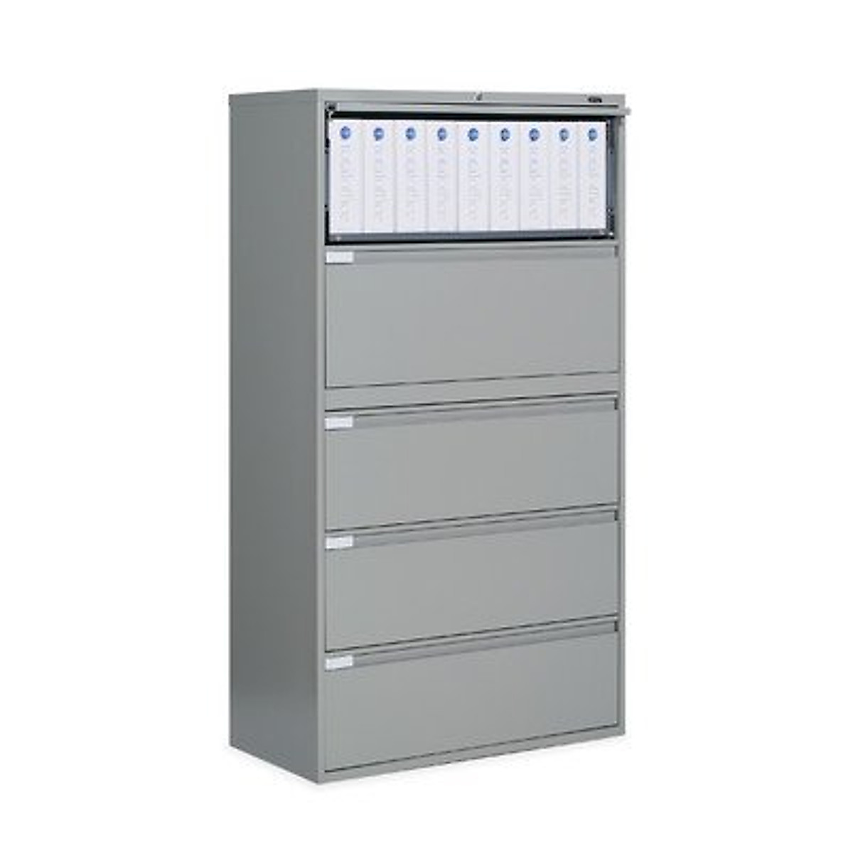 Global Office 9300 Plus 5 Drawer 36" Metal Lateral File Cabinet in Light Gray