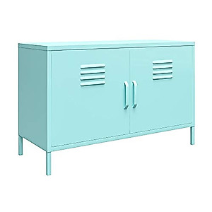 Novogratz Cache 2 Door Metal Locker Accent, Mint Cabinet
