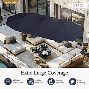 Sophia & William 13ft Patio Umbrella with Crank Lift, Large Outdoor Double-sided Umbrella with 120 LED lights, Perfect for Deck, Pool, Garden, Navy Blue
