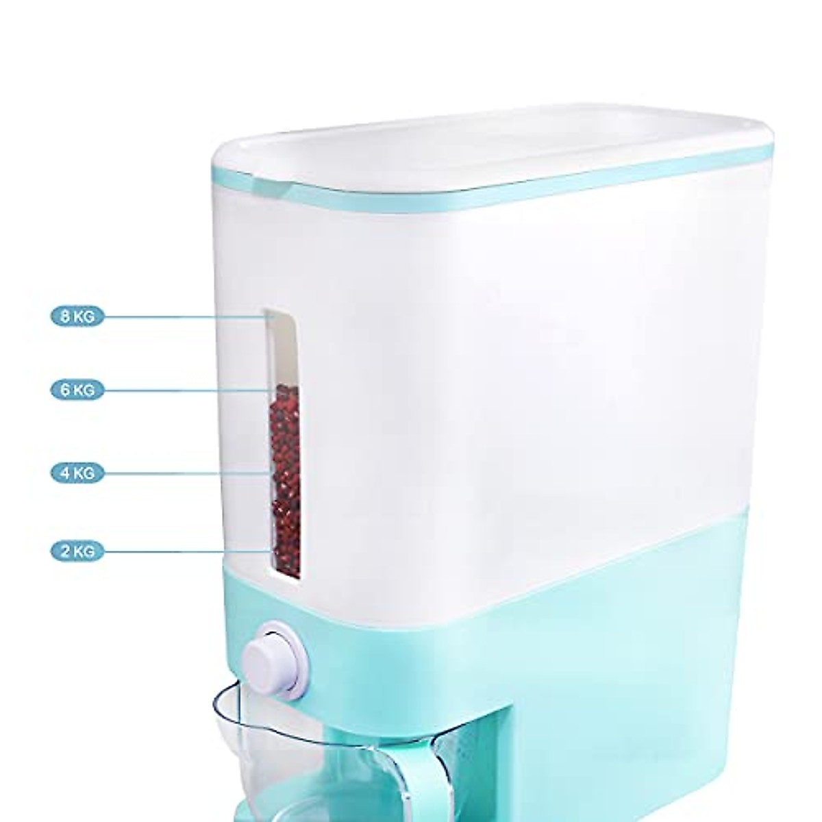 SUT 22.5 Lbs Rice Dispenser, Moisture Proof Storage Container, Large Cereal Dry Food Storage Box with Lid, Measuring Cylinder Cereal Dispenser, Household Sealed Grain Container for Kitchen