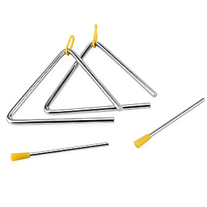 SOUJAP 12 Pack 6 Inch Triangle Instrument, Musical Steel Triangles with Striker, Hand Percussion Triangle Instrument for Music Clubs, Band