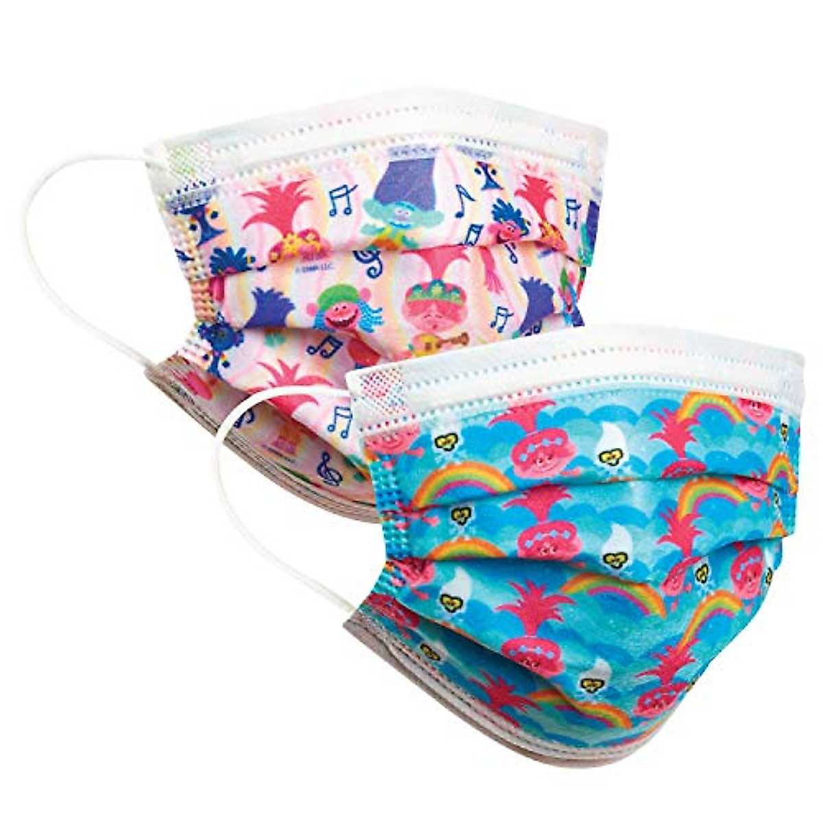 Just Play DreamWorks Trolls Children's Single Use Face Mask, Trolls World Tour, 14 Count, Small, Ages 2 - 7, Multi-Color.