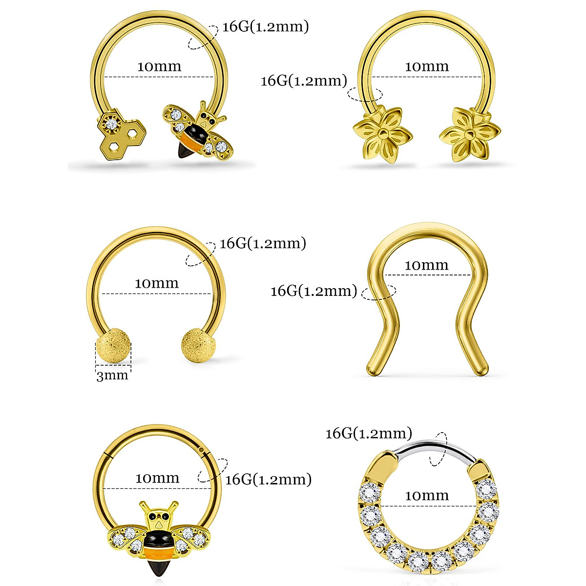 Msndnkwo 16G Septum Ring for Women Men 316L Surgical Stainless Steel Septum Jewelry Nipple Rings Nose Ring Seamless Hinged Segment Clicker CZ Daith Rook Helix Tragus Cartilage Piercing Jewelry