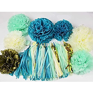 Teal Gold Birthday Party Decorations for Women Qian's Party Teal Mint Gold Bridal Shower Decorations/Teal Gold Wedding /Bachelorette/Baby Shower Decorations/Teal Mint Gold Birthday Party