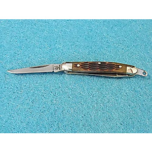 Folding Pocket Knife ROUGH RIDER RR183 Mini Muskrat Amber jigged bone Hunting Tactical Knife/bail 2 1/4" closed