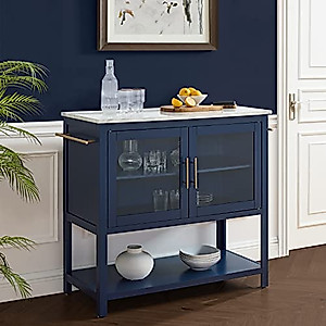 Crosley Furniture Katrina Kitchen Island with Faux Marble Top, Navy