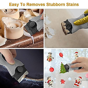 Ainiv Razor Blade Scraper, 2-in-1 Scraper Tool with 10PCS Metal Blades and 10PCS Plastic Blades, Multi-funtional Cleaning Razor Scraper for Decals, Stickers, Labels, Caulk, Adhesive, Paint Removal