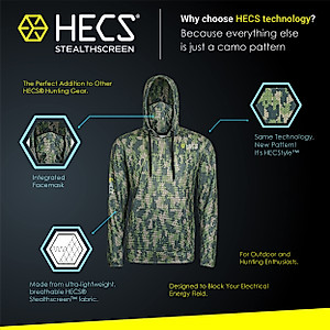HECS Hunting HECStyle Stealth Screen Hoodie with Face Mask Deer Turkey & Big Game Hunting Accessories & Gear Unisex-Medium Green