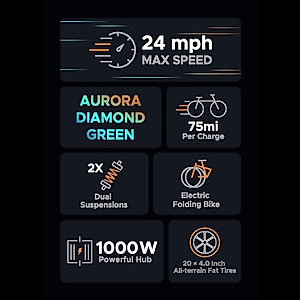 Bluehut ENGWE EP-2-PRO Folding Electric Bike for Adults 750W 25MPH 4h Fast Charge 48V 13AH Removable Battery with 20"*4.0" Fat Tire 7 Speeds Ebikes for Commuting, Off Road, Black (US Warehouse)