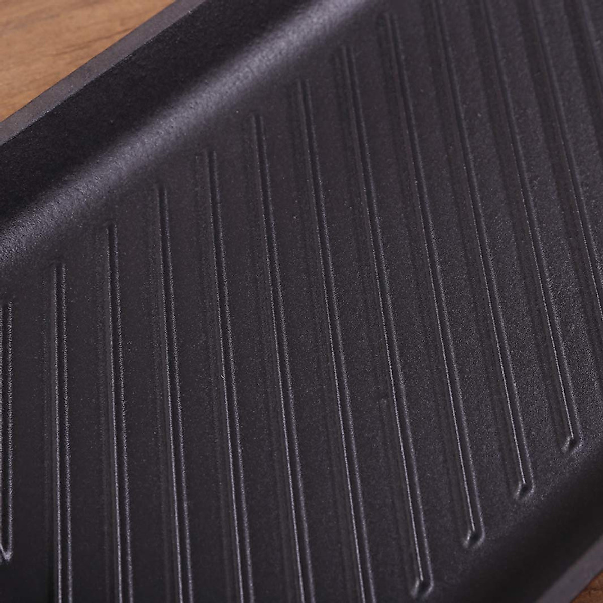 LI-GELISI Enameled Pre-Seasoned Cast Iron Double Handle Rectangle Grill Pan 15.8 inch, Red