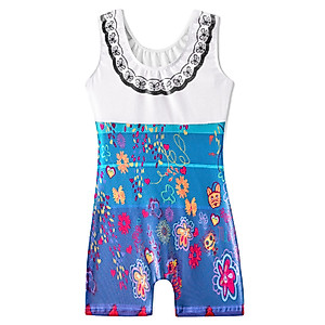 HOZIY Girls Gymnastics Leotards with Shorts for Toddlers 4t 5t Kids Leo Aqua Blue Navy Tumbling Outfits Dance Clothing Clothes Apparel Cat Floral Cartoon Bodysuits White