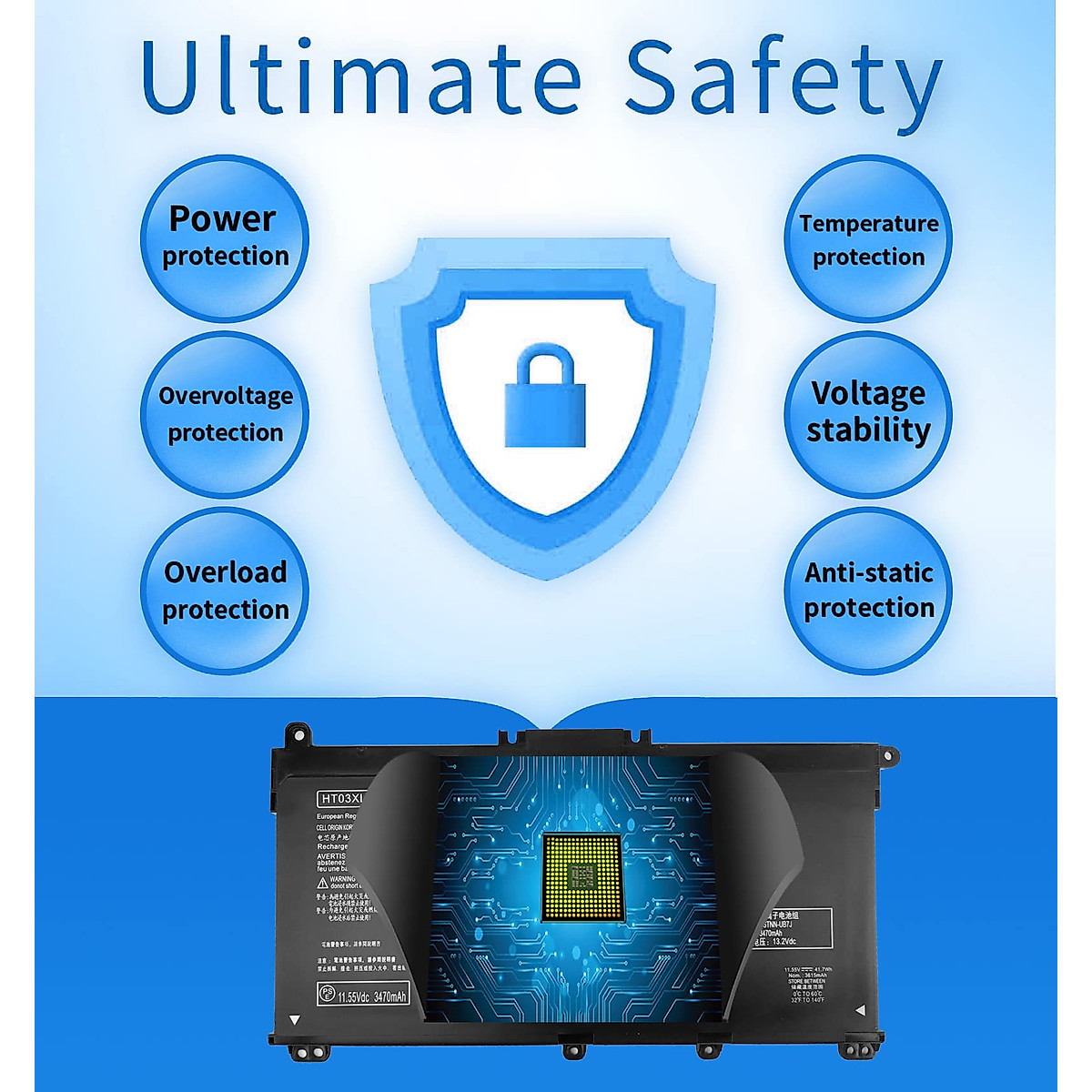 Uziyockn HT03XL L11119-855 Battery for HP Pavilion 14-CE 14-CF 14-DK 14-CM 14-DF 15-CS 15-DA 15-DB 15-DW 17-by 17-CA 14-DQ 15-CW 15-EF 14-FQ L11421-542 L11421-2C2 HT03041XL HSTNN-UB7J HSTNN-DB8R