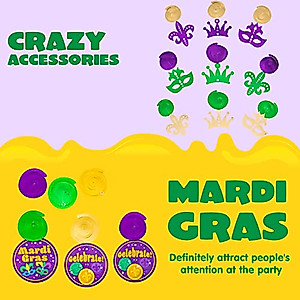 JOYIN 25 PCS Assorted Mardi Gras-themed Set with 24 Hanging Swirls and 1 Strings with Garland Party Decorations Supplies