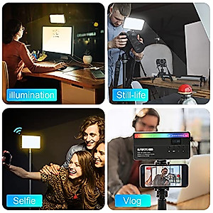 Sutefoto RGB LED Video Light 15 (W) /360° Full Colors/CRI 96+/5000mAh Battery/ 2800K-10000K On-Camera Lighting Mini Pocket Light for Vlog YouTube Videos, Portable LED Camera Light.