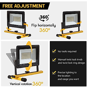 21000 Lumen Work Lights with Stand, 3 Adjustable Head LED Work Light, with Adjustable and Foldable Tripod Stand, Waterproof Lamp with Individual Switch with 6500 Kelvin Color Temperature