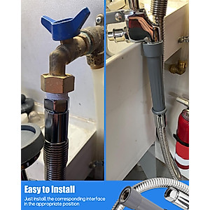 ULXIOM B-0044-H Pre-Rinse Hose Fit for T&S Brass Sprayer Faucet Parts, Commercial Kitchen Sink Spray Pipe, 44 Inch Flexible Stainless Steel