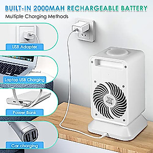 YiimDaifun Portable Air Conditioner, 2000mAh Rechargeable Atomization Fan (Timeable 2-4H), 90° Oscillation Cool Breeze Air Conditioner, Personal Space Cooler for Rooms, Offices, Campers, Indoor
