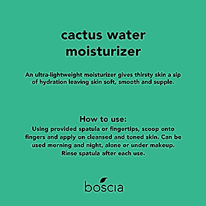 boscia Cactus Water Moisturizer - Vegan, Cruelty-Free, Natural Skin Care - Hydrating Face Moisturizer Made with Aloe Vera Gel and Cactus - For Combination to Oily Skin - 1.61 Fl Oz
