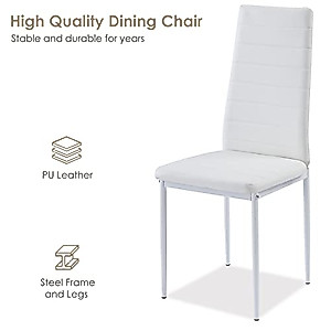 Paonne PU Dining Chairs Set of 2, High Back Leather Chairs for Kitchen Dining, Armless Chair Set of 2 Waterproof Leather Home Chairs 2 with Metal Frame and Legs