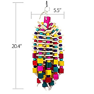 PANQIAGU Parrot Toys for Large Birds - Multicolored Natural Wooden Blocks Bird Tearing Toys Suggested for Macaws Cockatoos,African Grey, and a Variety of Amazon Parrots(X- Large)
