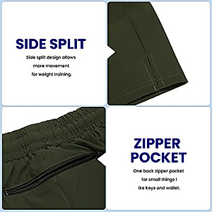 COOFANDY Shorts for Men 2 Pack 7" Quick Dry Gym Workout Shorts Training Running Jogger with Pockets (Black/Olive Green, X-Large)