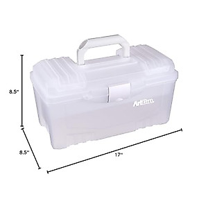 ArtBin 6918AH Twin Top 17 inch Supply Box, Portable Art & Craft Supply Organizer with Handle, [1] Plastic Storage Case, Translucent
