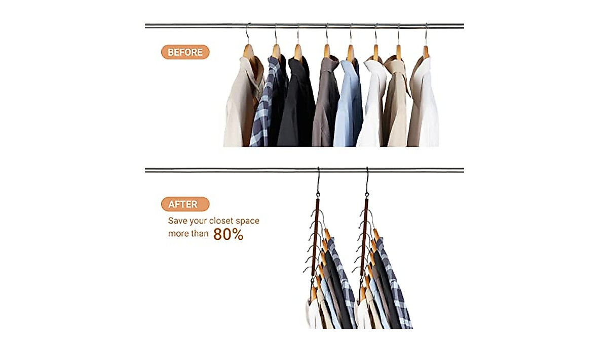 Mkono Space Saving Wooden Collapsible Hangers - 4 Pack