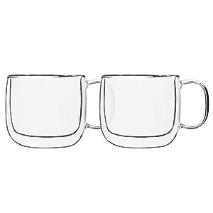 Safdie & Co. 2 PCS Set Insulated, Cappuccino Cups,Glass Coffee Mug, 475ml, Transparent