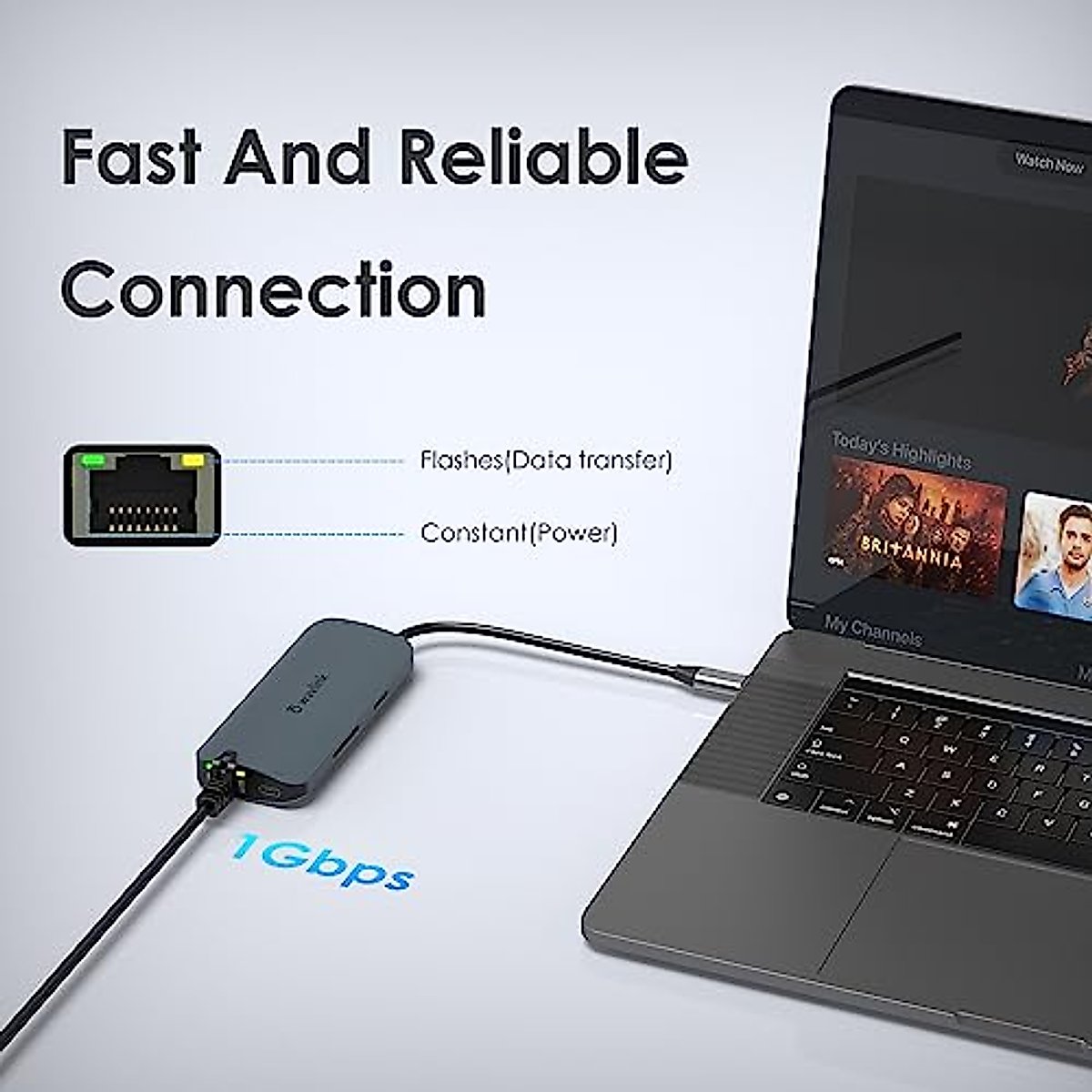 WAVLINK USB C Hub, 8-in-1 Type C Adapter Mini Docking Station with 4K 30Hz HDMI, 2K 60Hz VGA, Gigabit Ethernet, 2 USB 3.0, SD/TF Card Reader, 87W Power Delivery for MacBook Pro and More