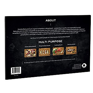 Extra Large Wooden Cutting Board | Organic Bamboo Kitchen Cutting Board | Large Charcuterie Board | Wooden Cutting Board for Meat with Juice Groove and Hidden Handles [18”x12”] | By Gourmanity Cook