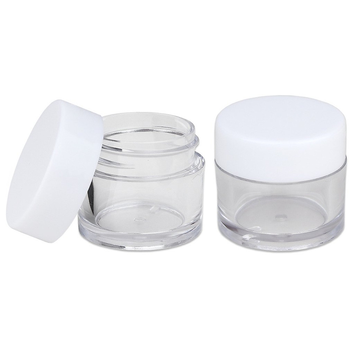 Beauticom High-Graded 7 Grams/7 ML (Quantity: 24 Packs) Thick Wall Crystal Clear Plastic LEAK-PROOF Jars Container with White Lids for Cosmetic, Lip Balm, Lip Gloss, Creams, Lotions, Liquids