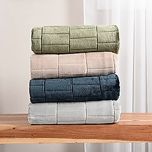 Life Comfort Cozy Textured Lightweight Throw, 90"x90" 100% Recycled Fibers Eco-Friendly Queen Size Super Soft Soft All Season Premium Comfort Blanket for Bed or Couch, Grey
