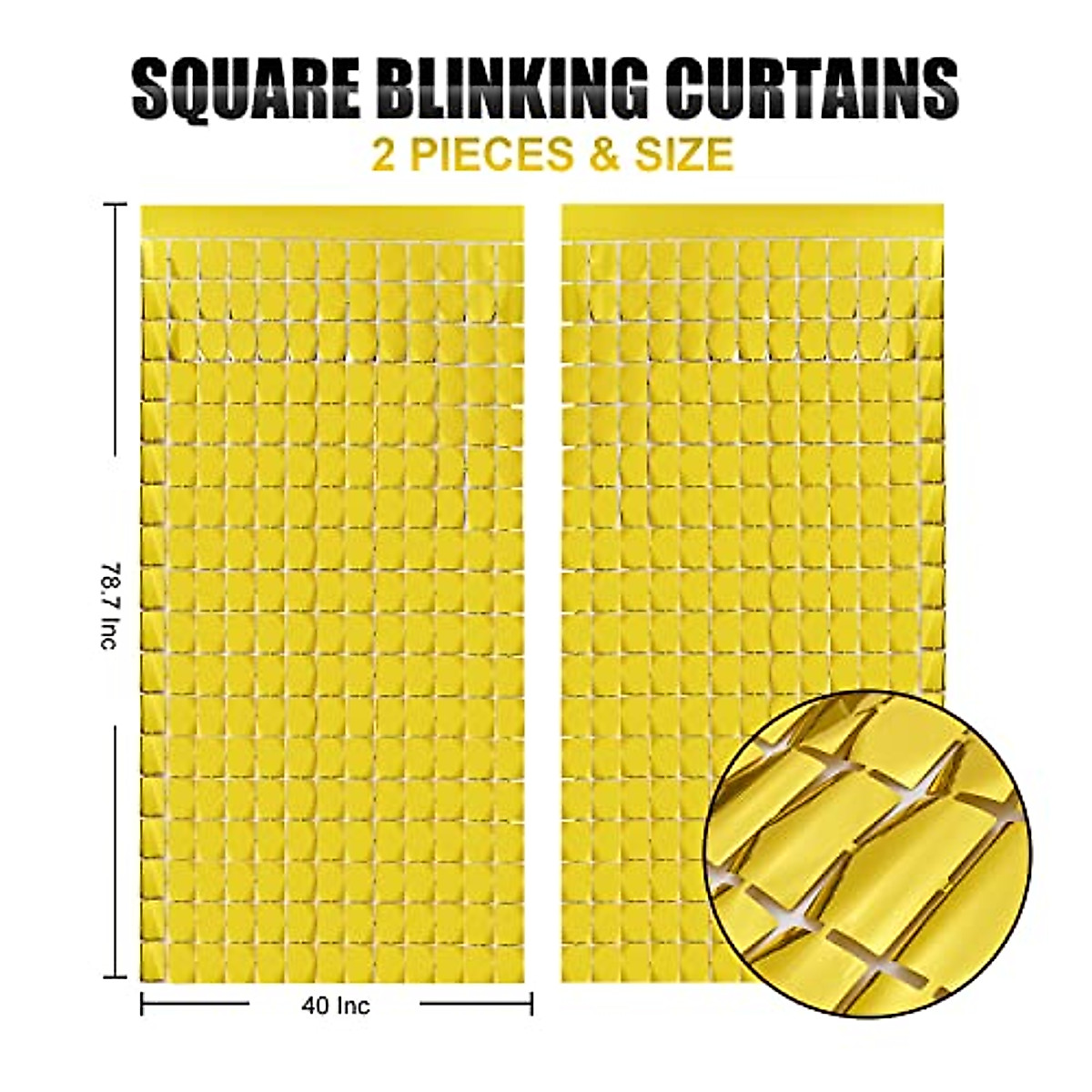 Gold Shimmer Wall Backdrop, Square Backdrop Curtain,2Pcs 3.3x6.6 Feet Gold Streamer Backdrop for Party Decorations