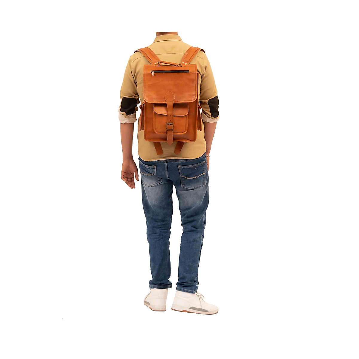 Shy Shy Let’s Touch The Sky 16" Vintage leather Backpack Laptop Messenger Bag Lightweight School College Rucksack Sling for Men Women