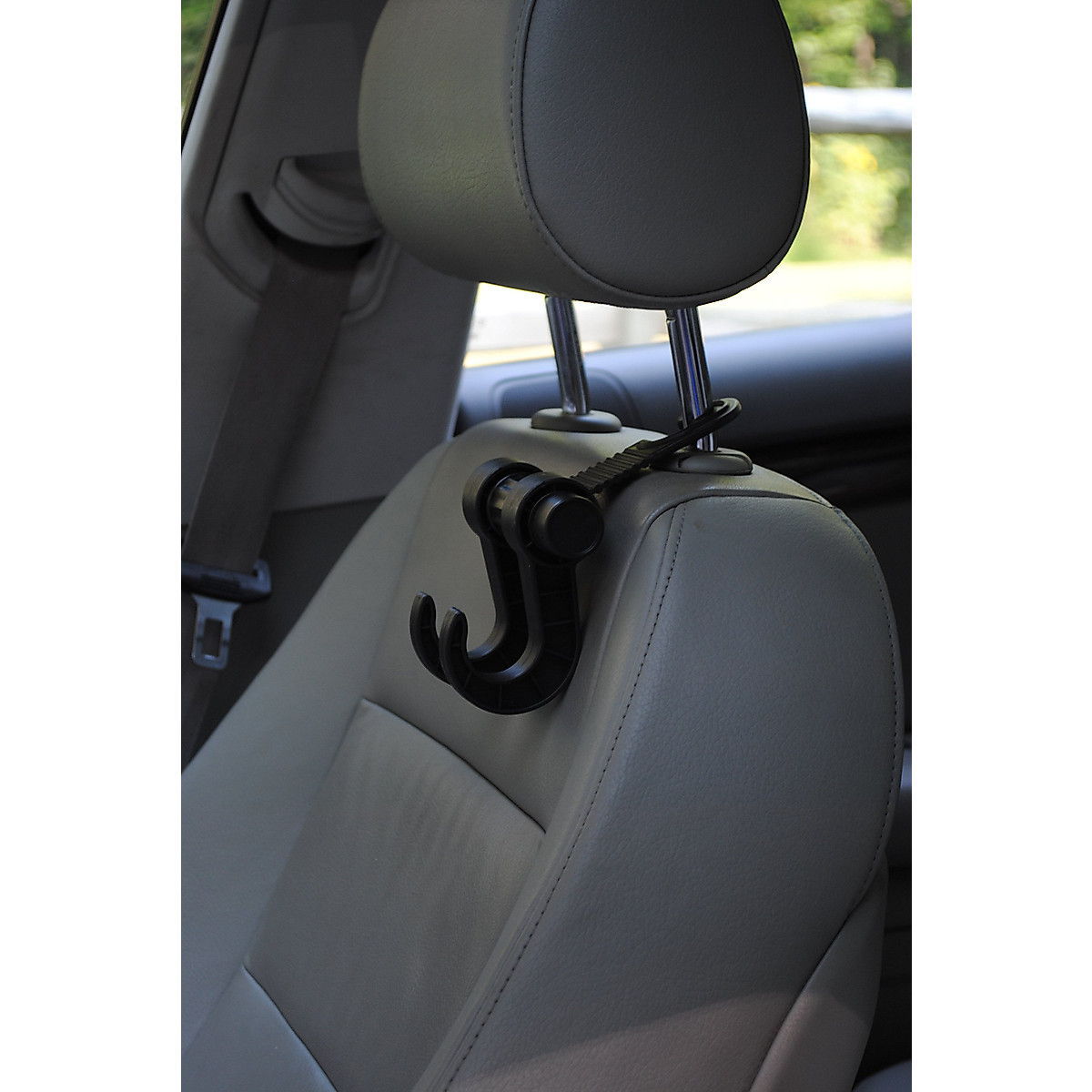 Maxsa 25526 Headrest Hanger 2 Hook Organizer for Bags, Purses and Car Storage, Black