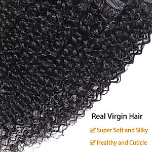 VTAOZI Afro Kinky Curly Hair Extensions Clip in Human Hair for Black Women 8A Brazilian 4B 4C Afro Kinky Curly Clip ins Hair Extensions Natural Color 7Pcs 120G/Set (16 Inch)