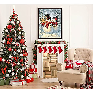 Snowman Diamond Painting Kits,Winter Diamond Art Kit for Adults,5D Christmas Diamond Dots Full Drill Round for Parents-Children Interrction,Wall Decor,Gift,Relaxing(12x16) (Snowman-Love)