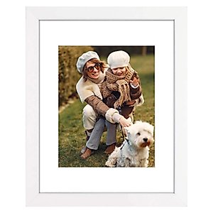 Golden State Art, 11x14 White Photo Wood Collage Frame, for (1) 8x10 with Real Glass and White Mat