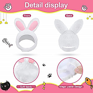 3 Pieces Cat Hat Cat Costume Adjustable Pet Headwear Cat Bunny Hat with Rabbit Ears Kitten Hat Dog Cosplay Cap for Kitten Halloween Party Birthday Theme Party Photo Prop (Basic Style)