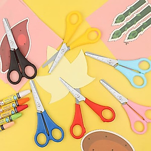 Vutyvve Kid Scissors, Blunt Tip Safety Children Scissors, Stainless Steel Blades with Centimetre Scale, More Accurate Cutting, Set of 6