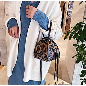 QZUnique Women's Sexy Leopard Print Handbag Triangle Shoulder Bag PU Leather Crossbody Purse