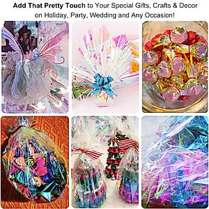 SYOGUA Iridescent Pink Cellophane Wrap Roll (17 in Wide x 66 ft Long) Colorful Gift Wrap Cellophane Roll Transparent Iridescent Cellophane Wrapping Plastic for Baskets, Treats, DIY Craft, Gifts