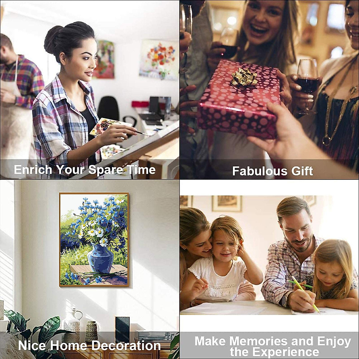 DIY Paint by Numbers for Adults Beginner, Adult Paint by Number Kits on Canvas Number Painting for Adults Flower Acrylic Painting Kit, Easy Paint by Numbers for Kids Ages 8-12 Hobbies for Women