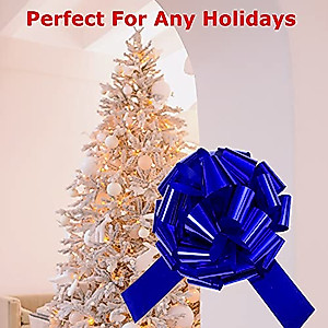 Insta Bows 18 Inch Giant Car Bow Blue Large Gift Bow 18" Metallic Blue Giant Bow for Car Instant Big Bow for Toy Car Or Extra Large Christmas Gift Instabow Big Blue Bow