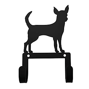Village Wrought Iron WH-LC-240 6.25 Inch Chihuahua - Leash and Collar Wall Hook, Black